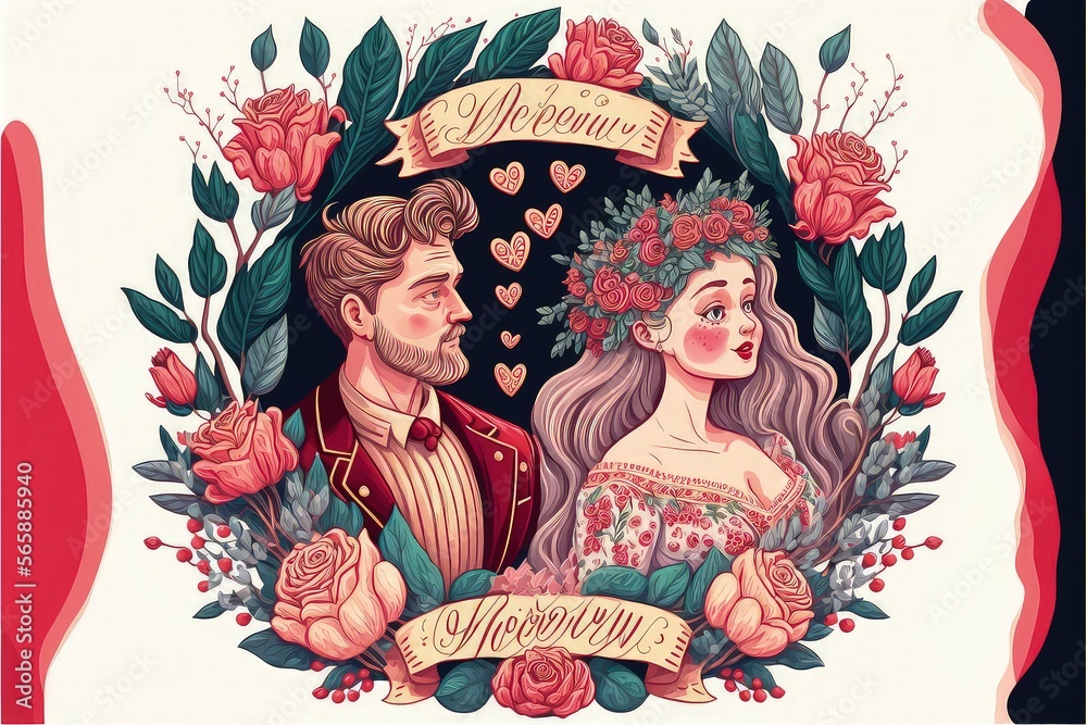 Valentine's day, February 14. Vector illustrations of love, couple ...