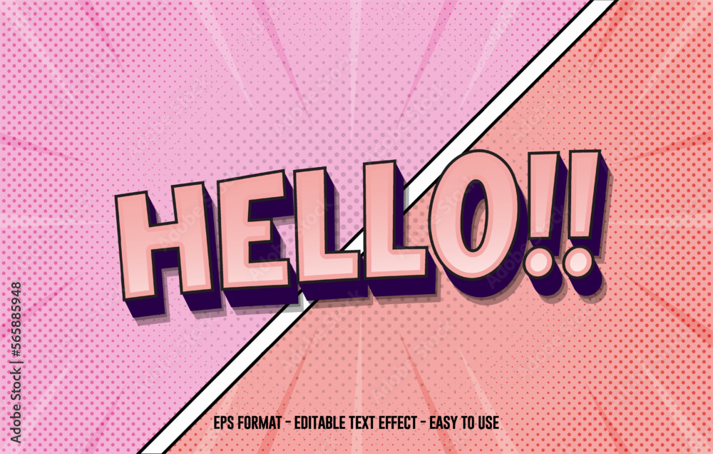 Editable text effect, Hello Comic 3D Editable Text Effect Style ...