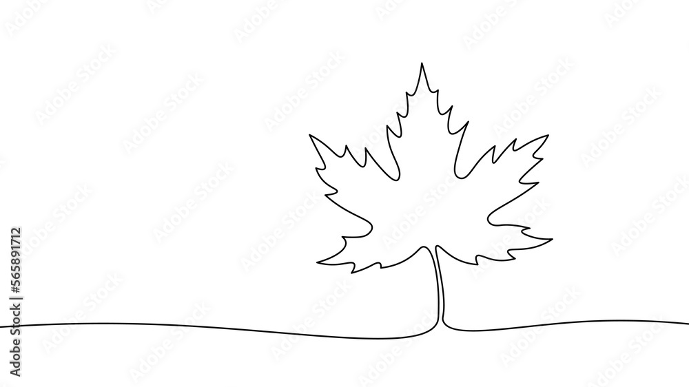 One line continuous canadian maple leaf symbol concept. Silhouette ...