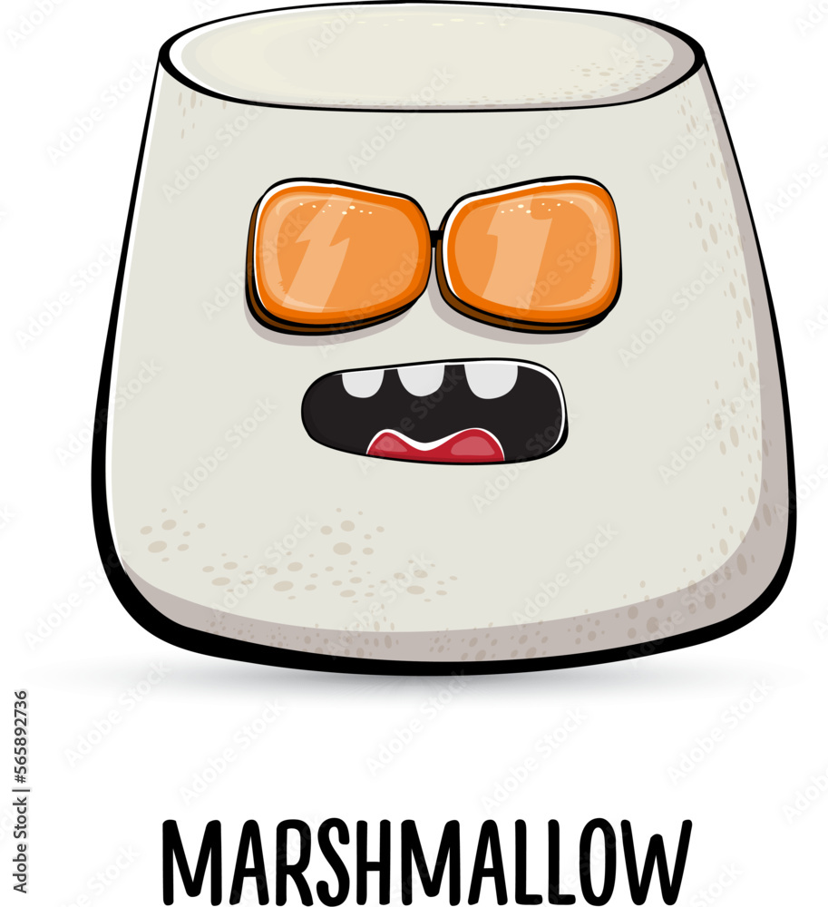 funny cartoon cute marshmallow character isolated on white background ...