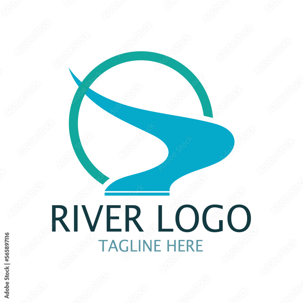 Logos of rivers, creeks, riverbanks and streams, tributaries ...