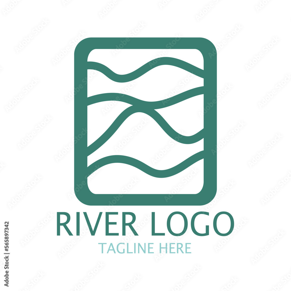Logos of rivers, creeks, riverbanks and streams, tributaries ...