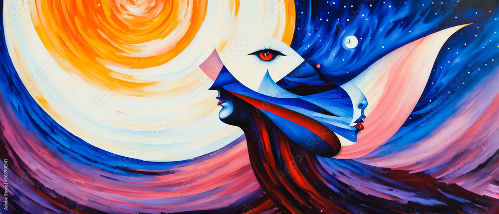 Mystical, abstract artwork showcases a grace-filled female. Combining ...