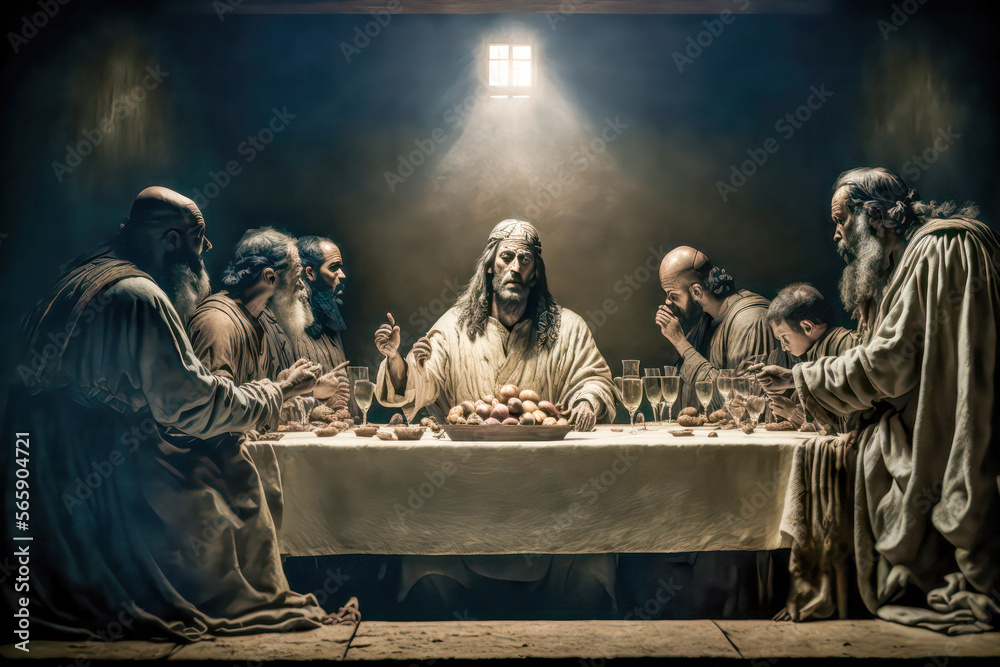 Letztes Abendmahl Jesus Christus Jünger Verrat Abstrakte Illustration ...