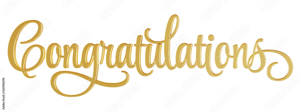 ‘Congratulations’ isolated 3D text in golden script font on transparent background Stock ...