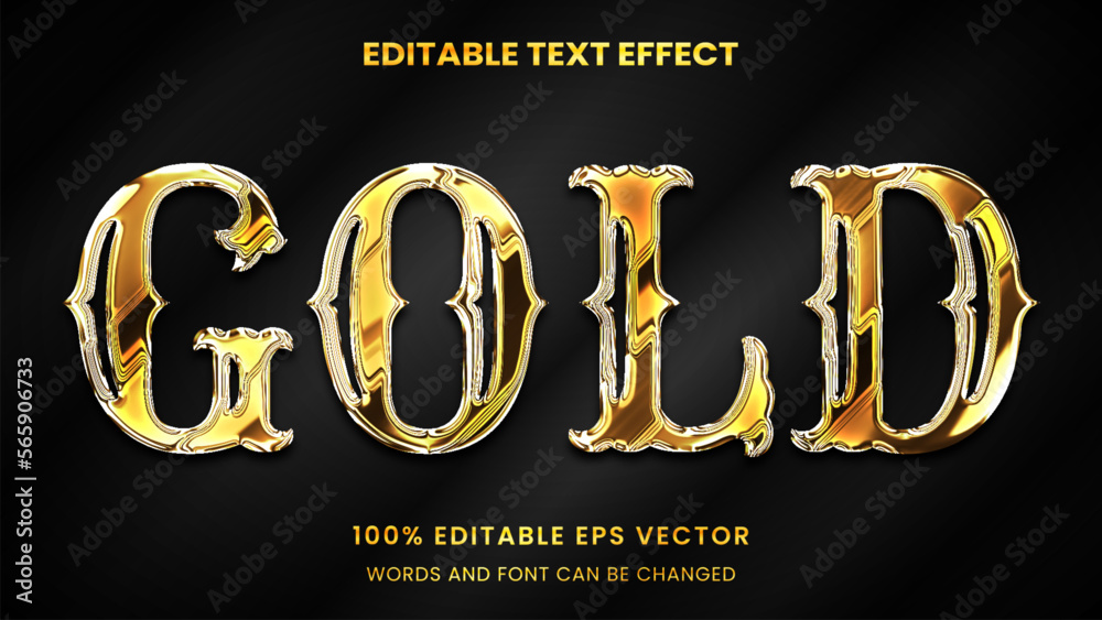 3d luxury gold classic shiny text style effect template editable text ...