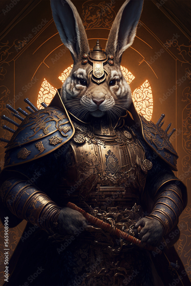 rabbit in chinese samurai armor, AI Stock Illustration | Adobe Stock