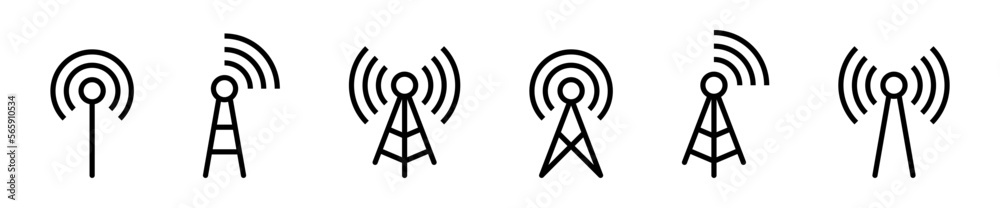 Antenna icon set. Antenna tower Icon. Communication Antenna. Wireless ...