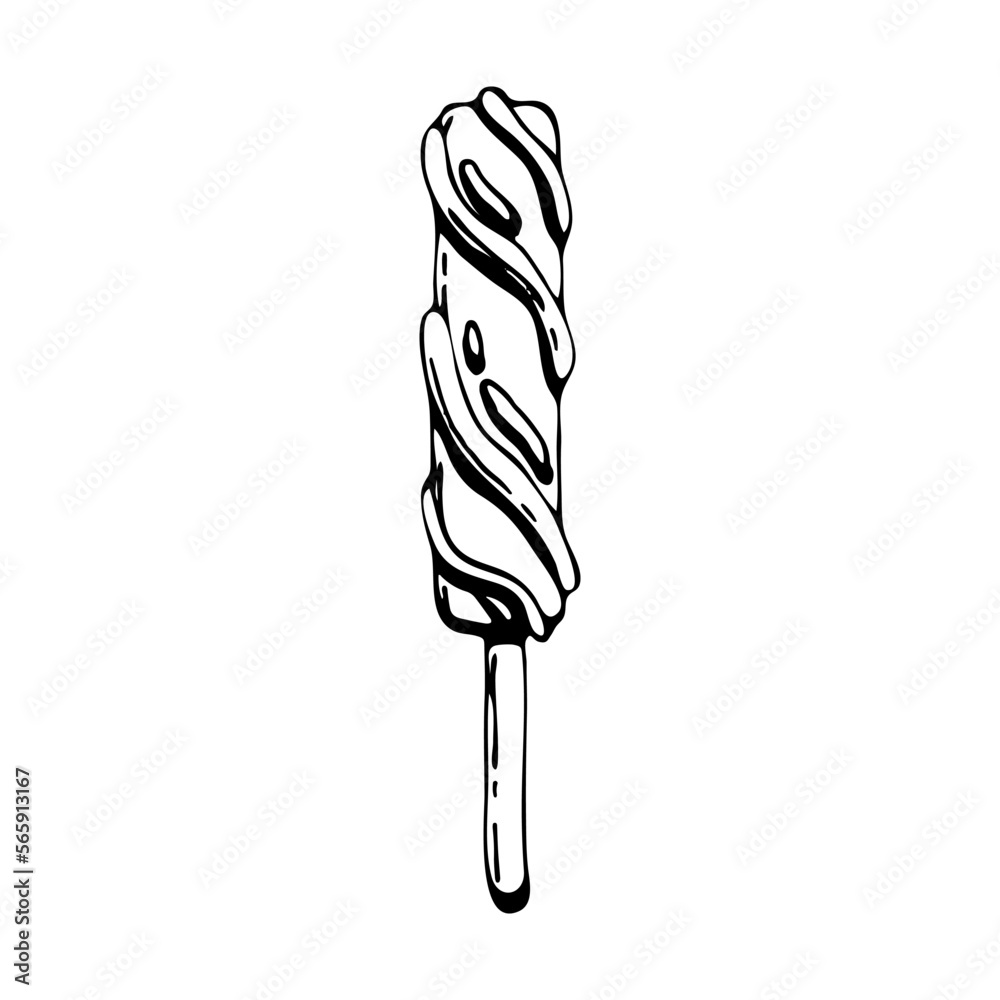 Coloring book ice cream. Fruit ice on a stick. Cold summer dessert ...