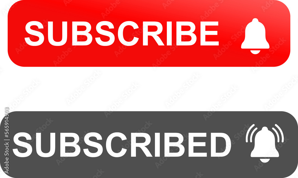 subscribe button with bell icon. red and gray subscribe buttons for ...