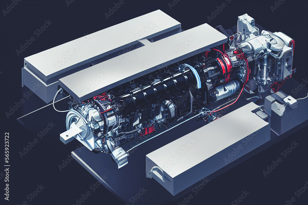 Splendid dissection or cutaway of futuristic electric engine reveal ...