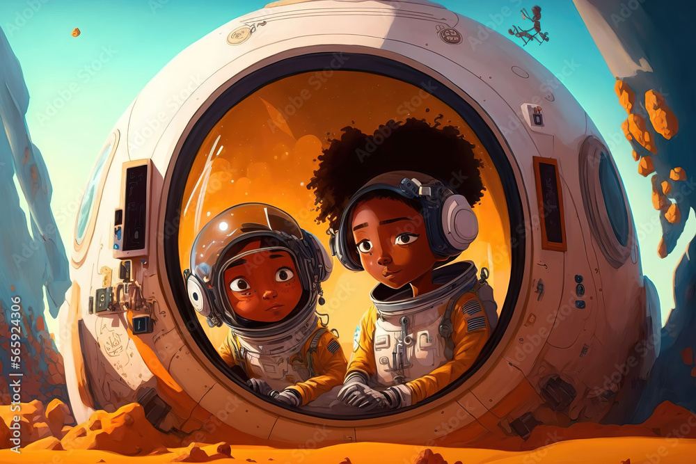 Cartoon kid space explorer. sketch art for artist creativity and ...