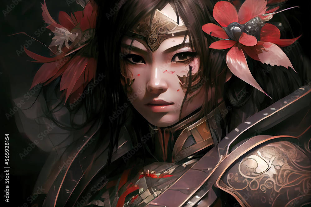 anime illustration portrait woman samurai. Generative AI ilustração do ...