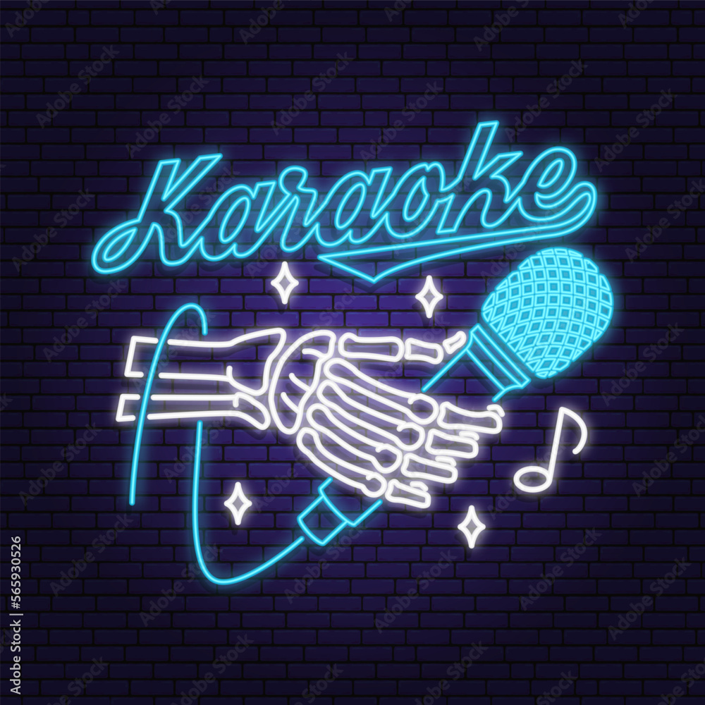Karaoke Neon Poster Banner Neon Sign Emblem Bright Signboard Light