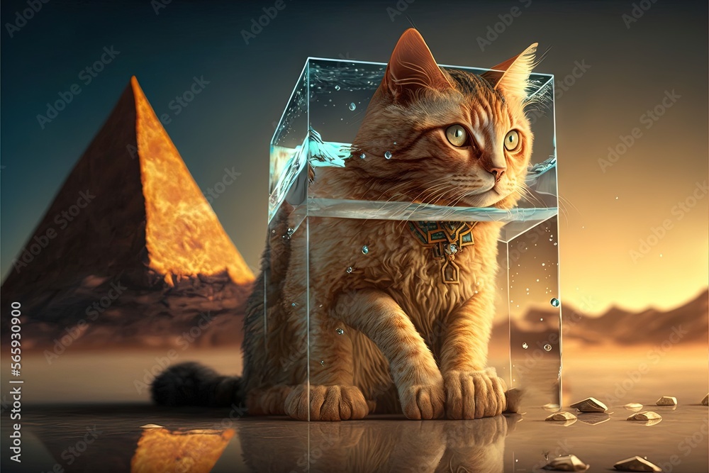 Archimedes Cat as famous historic character illustration generative ai ...