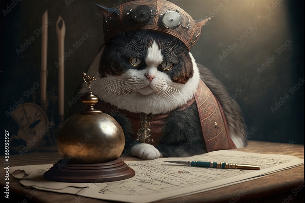Archimedes Cat as famous historic character illustration generative ai ...