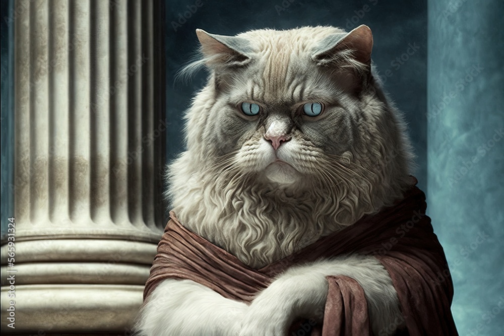 Socrates Cat as famous historic character illustration generative ai ...