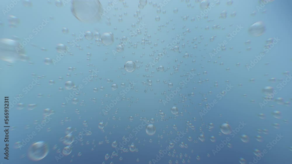 Loop 3D animation random bubble floating to camera with flare overlay ...
