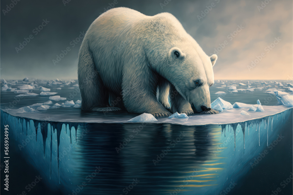 Climate change affecting wildlife (polar bear) - AI Generated ...