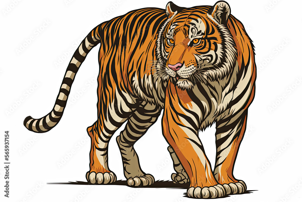 Cartoon Bengal Tiger on the Prowl Stock Illustration | Adobe Stock