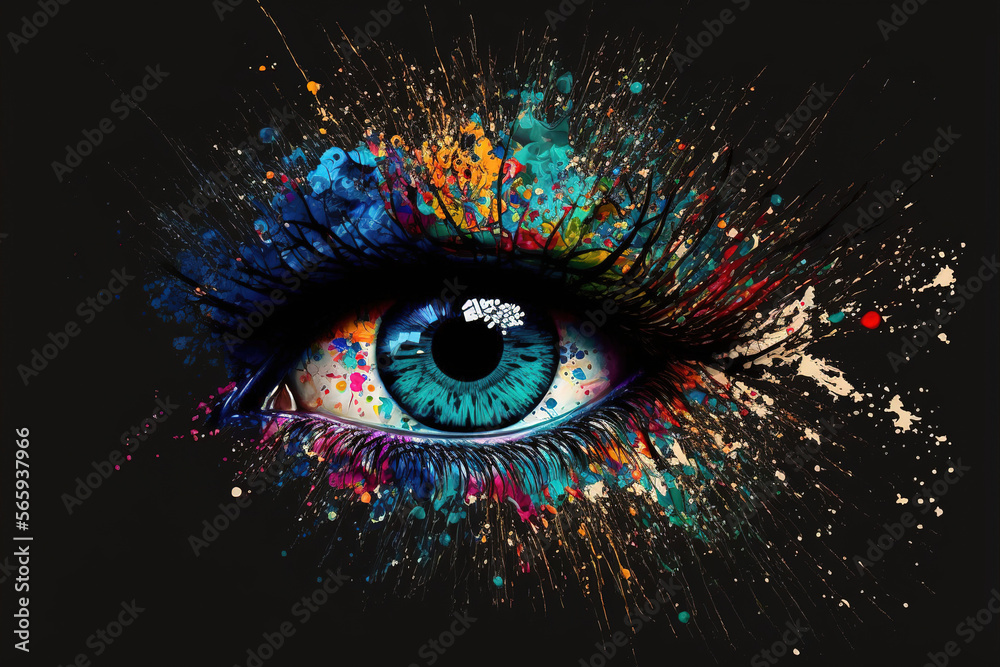 Abstract woman eye watercolor splash art, beautiful graphic design in ...