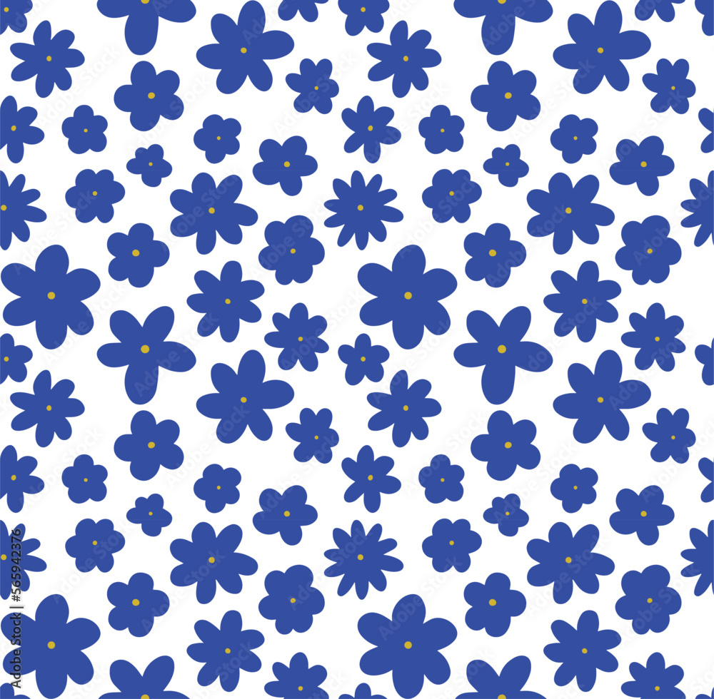 Vetor de Seamless big blue flower pattern. Minimalist, modern, simple ...