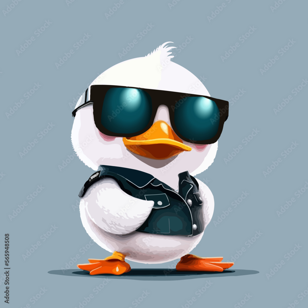 gangster white duck character in sunglasses. Vector illustration Stock ...
