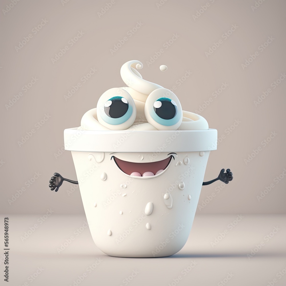 Cute Cartoon Yogurt Character (Generative AI) Stock Illustration ...