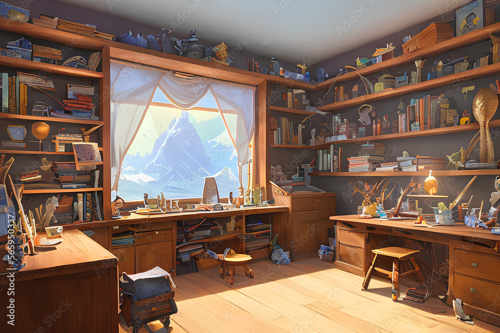 Wizard's Room With Ancient Artifacts 17- Background for Level Design ...