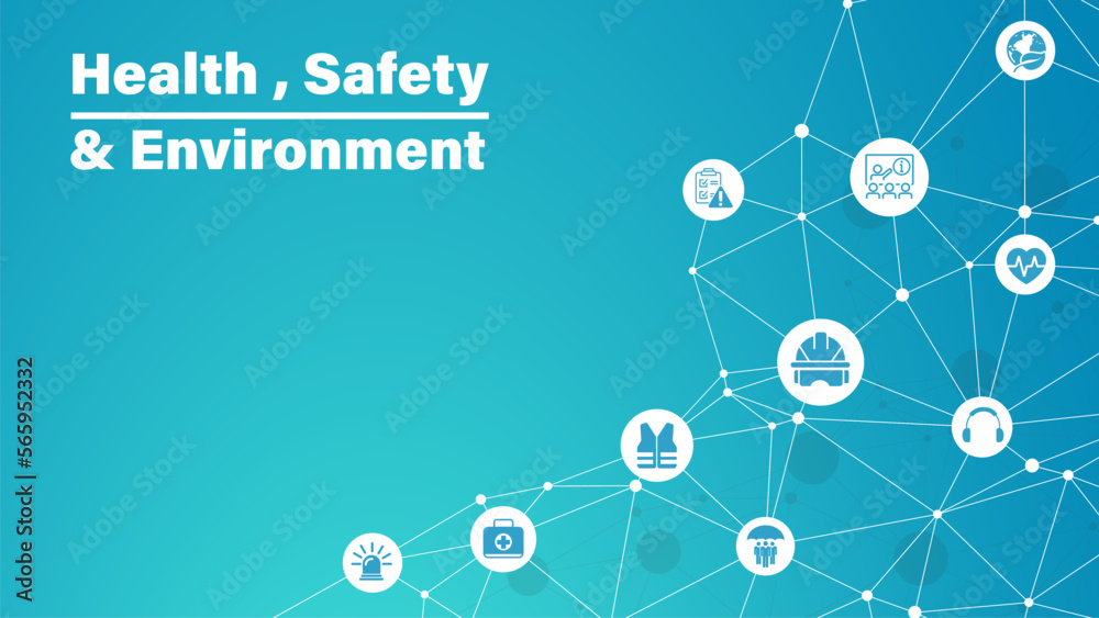 Health Safety and Environment Icon Set and Web Header Banner. icons ...