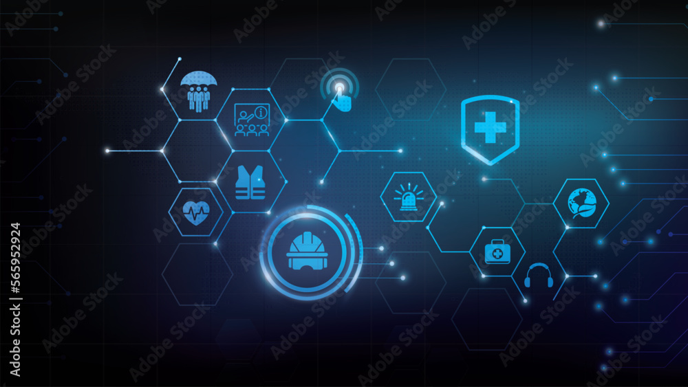 Health Safety and Environment Icon Set and Web Header Banner. icons ...