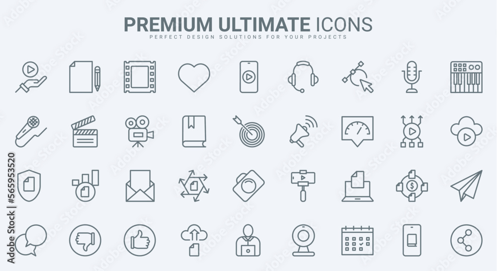 Content creation thin line icons set vector illustration. Outline ...
