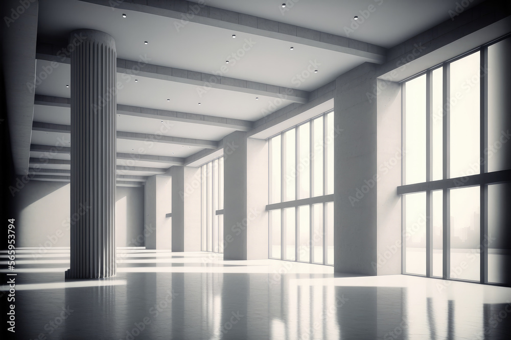 Large hall corridor inside office building background. Peculiar AI ...