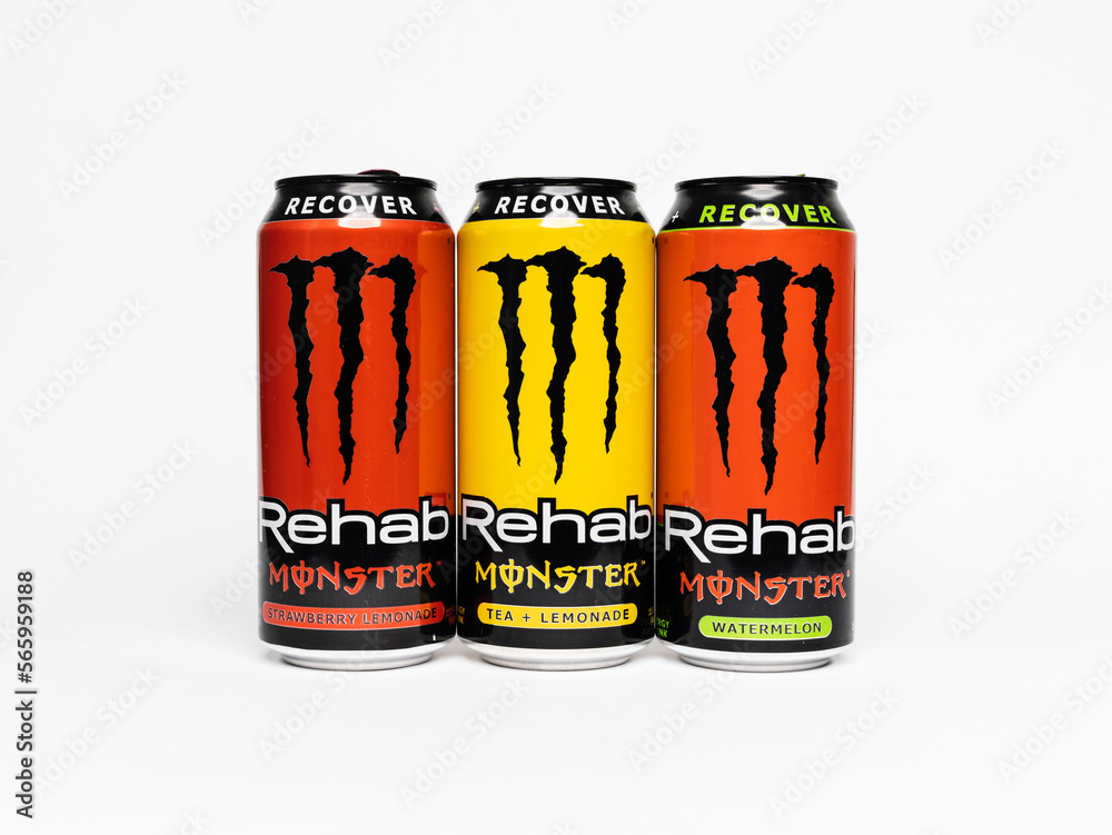 DRESDEN, GERMANY - 26. January 2023: Monster Rehab beverage in the ...