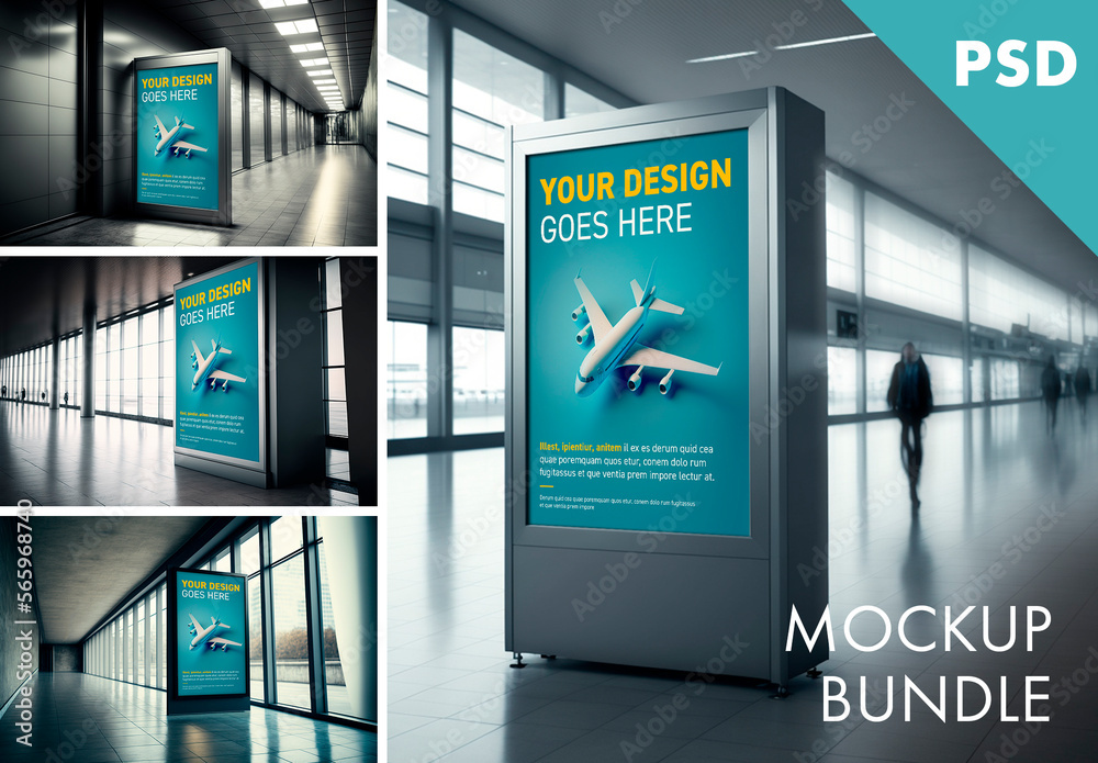 Airport terminal advertising mockups - Generative AI Stock Template ...
