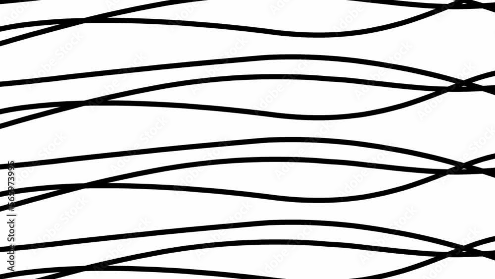 Animated stripes appear and disappear. Decorative black lines. Waves ...