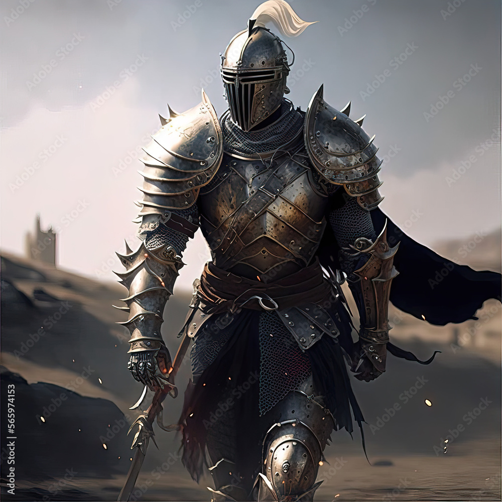 DnD Universe, a Knight in heavy plate Armor , rgp fantasy Generative AI ...