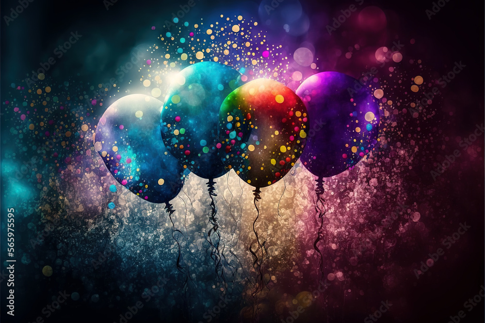 Balloons party background with colorful glitter. Generative AI Stock ...