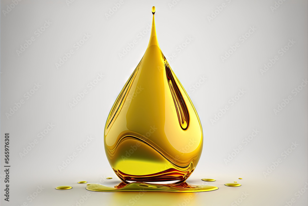 a drop of oil is falling into a puddle of liquid on a white background ...