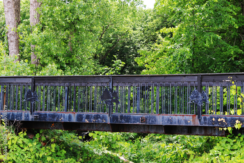 nature park footbridge bridge river pedestrian walking hike trail walk ...