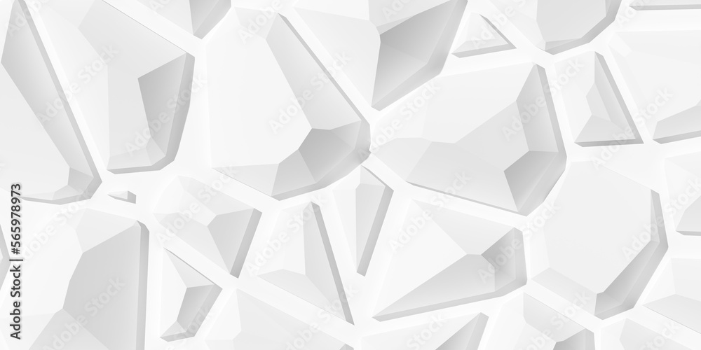 Random shifted white polygon geometrical prism objects background ...