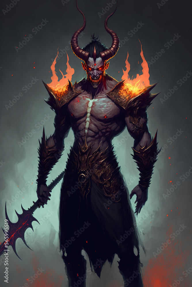 demon character, full body, hell, dark fantasy art illustration Stock ...