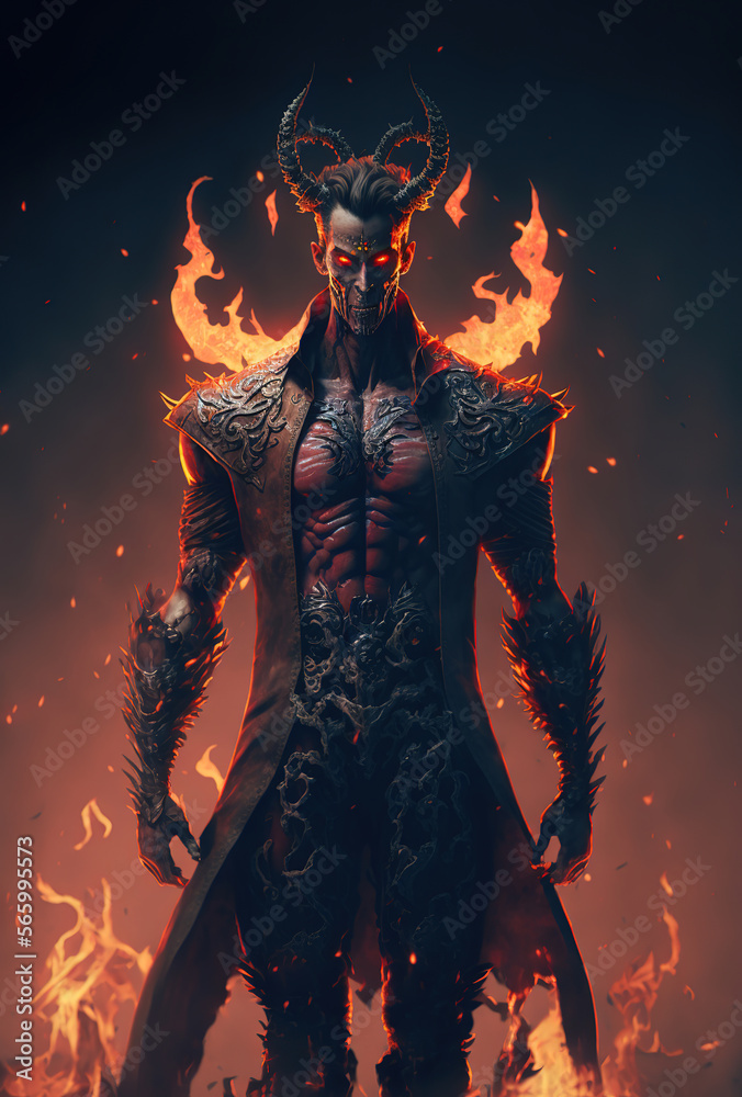 full body portrait of King of hell, demon, fantasy illustration ...