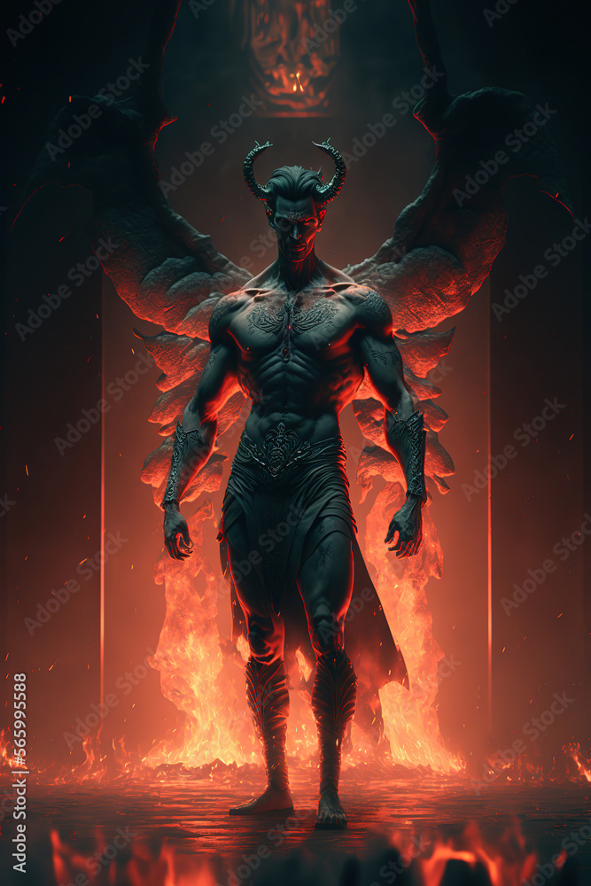ภาพประกอบสต็อก full body portrait of King of hell, demon, fantasy ...