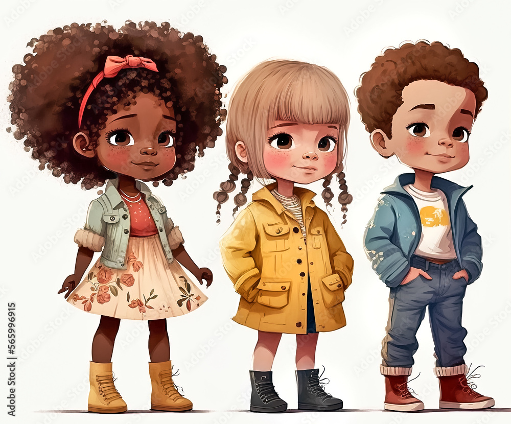 Cute little children standing together isolated on white background ...