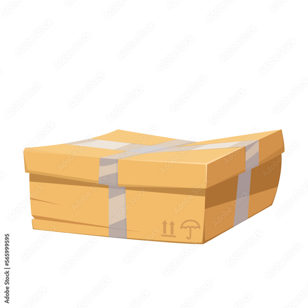 Damaged broken crumpled gift box vector illustration. Cartoon isolated ...