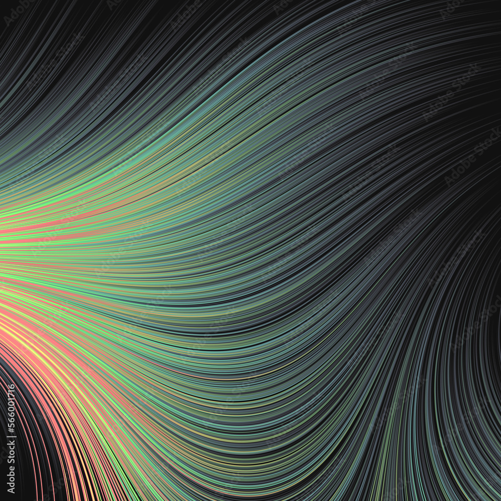 Abstract Dark Background with Flow Field of Lines Stock Illustration ...