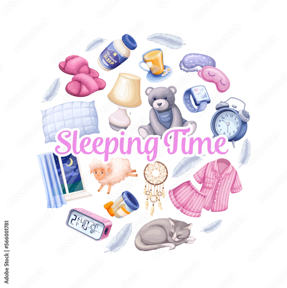 Sleeping time banner design template vector illustration. Cartoon ...