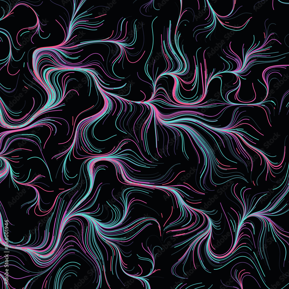 Abstract Dark Background with Flow Field of Lines Stock Illustration ...