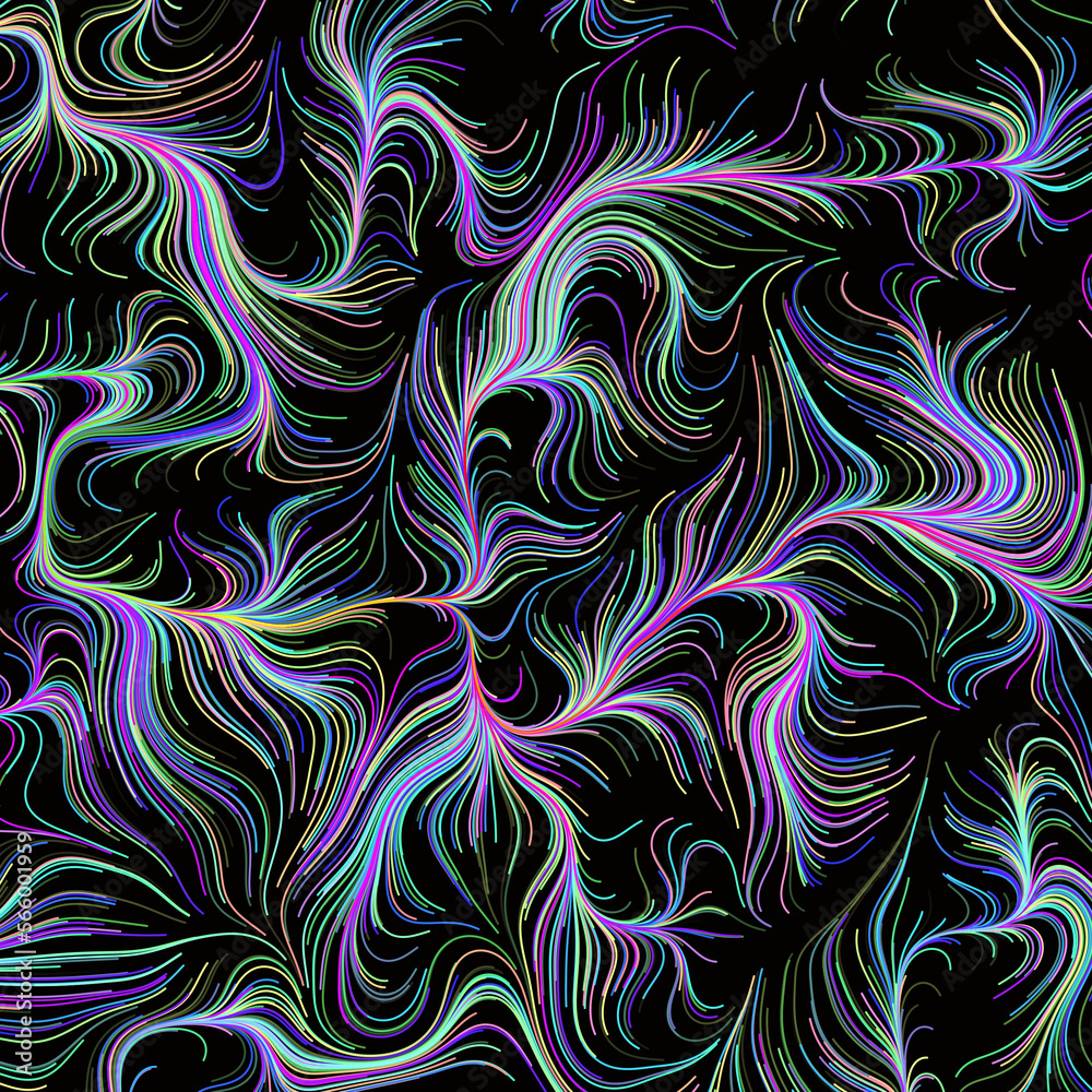 Abstract Dark Background with Flow Field of Lines Stock Illustration ...